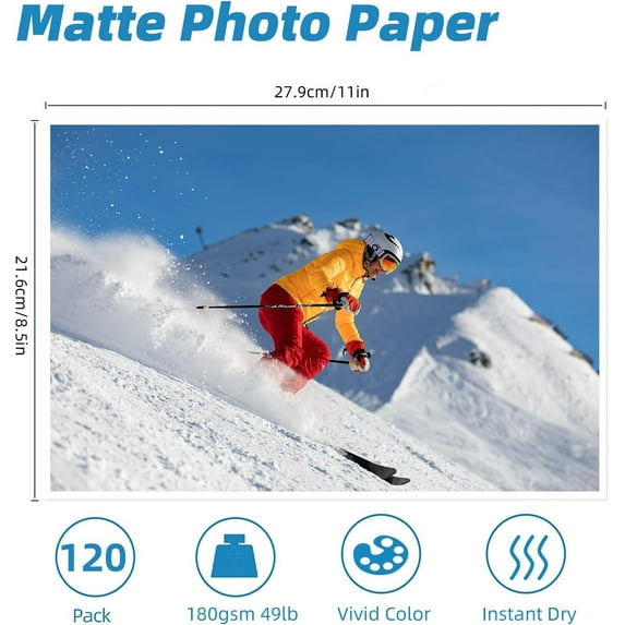 YUYAN-120 Sheets Presentation Paper Matte 8.5x11 Inkjet 48lb 180gsm ...