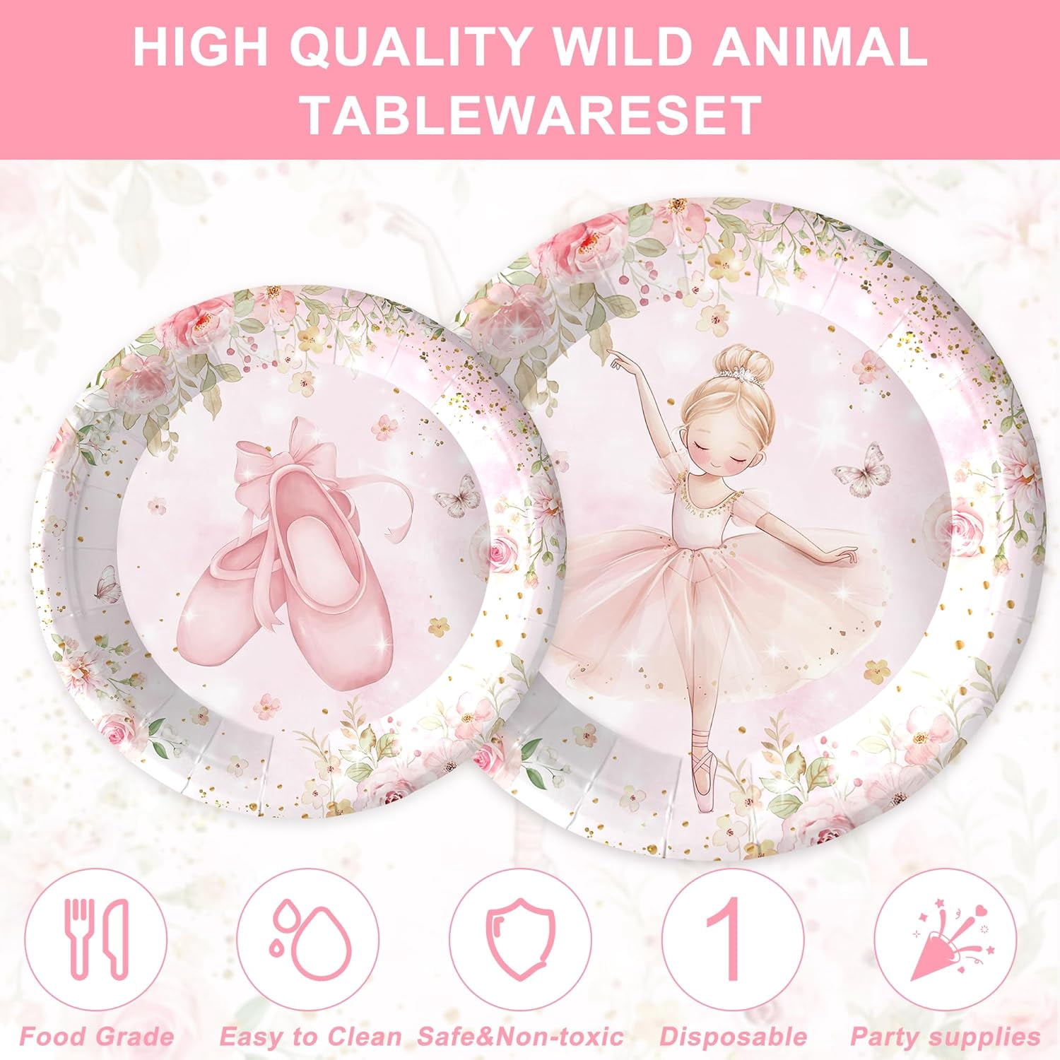 YUYAN-120PCS Ballerina Party Supplies for Girls Dancing Themed 1st 2nd ...