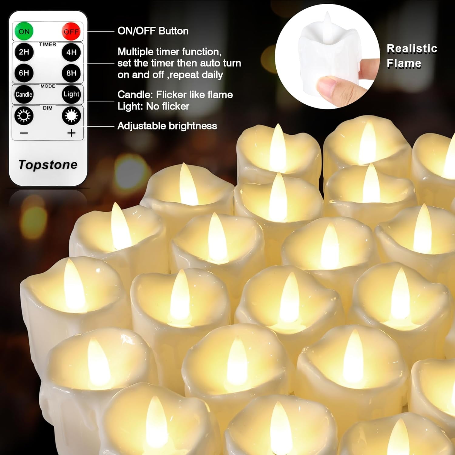 YUYAN-12pcs Flickering Flameless Candles,Battery Operated LED Candles ...