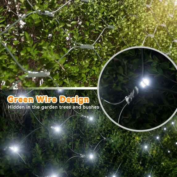YUYAN-14.8FT x 5FT Christmas Net Lights, 300 LED Cool White Net Lights ...