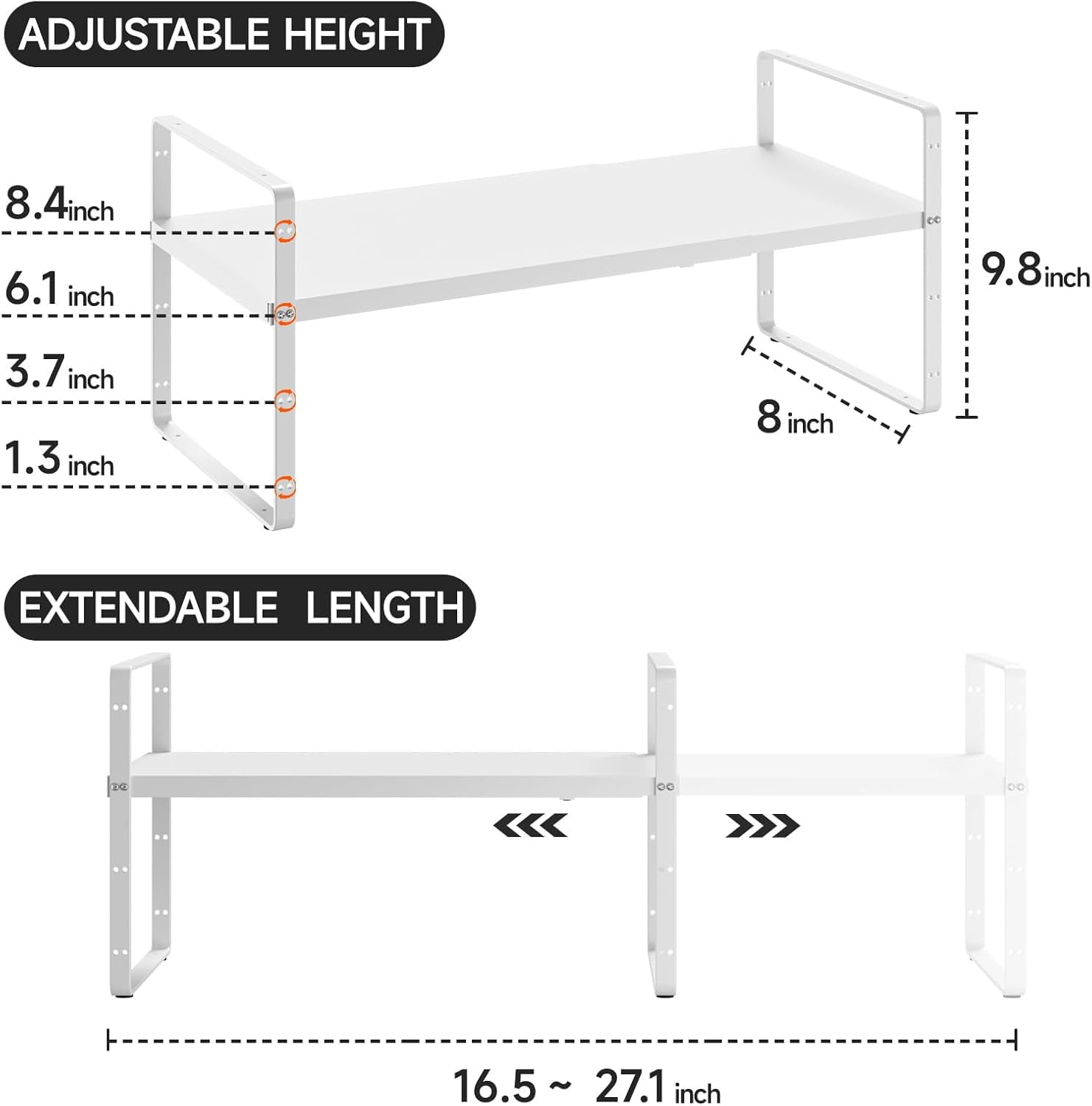 YUYAN-16.5-27‘‘L Expandable Cabinet Shelf Organizers, Stackable Metal ...