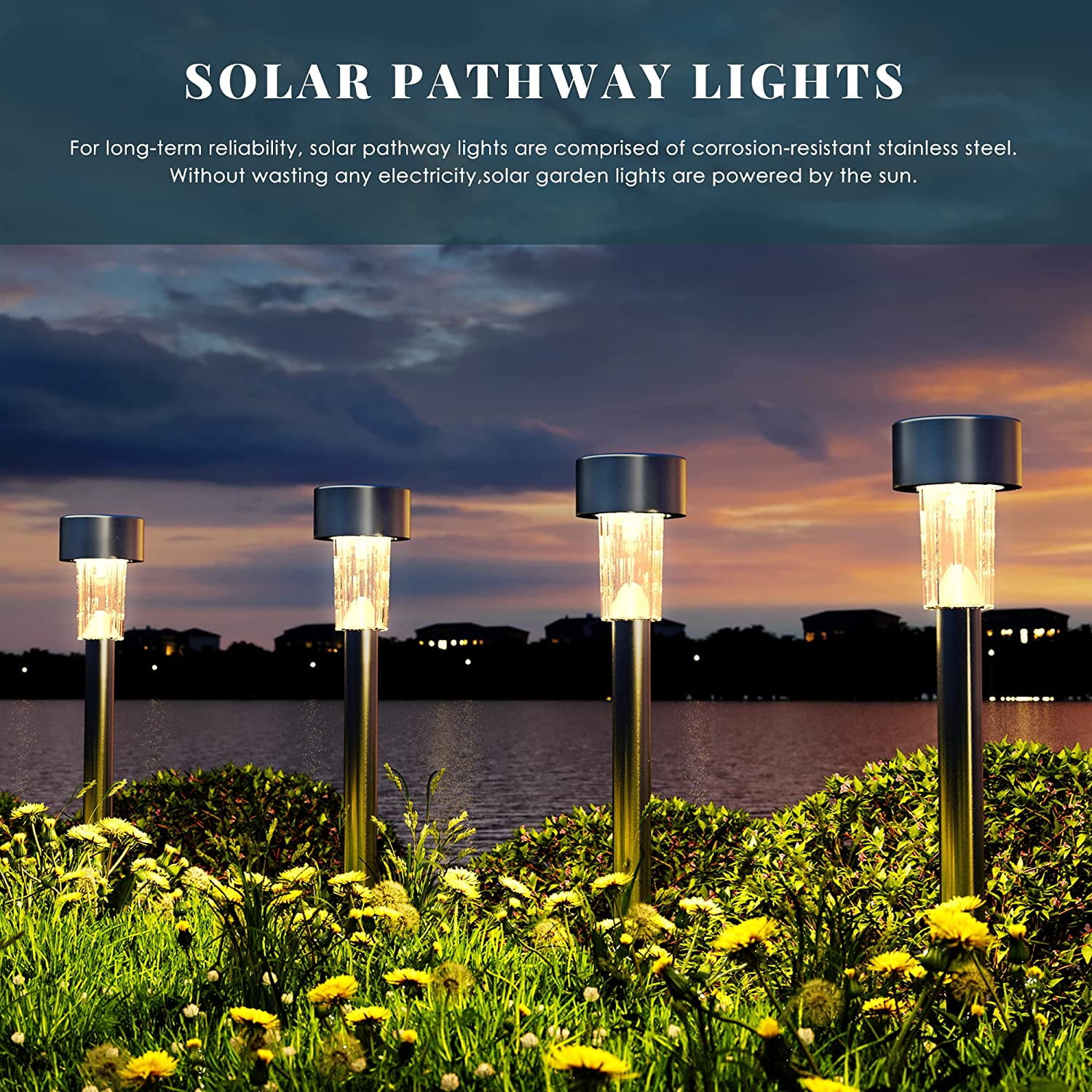 YUYAN-16 Pack Solar Outdoor Lights Pathway, Stainless Steel Solar ...