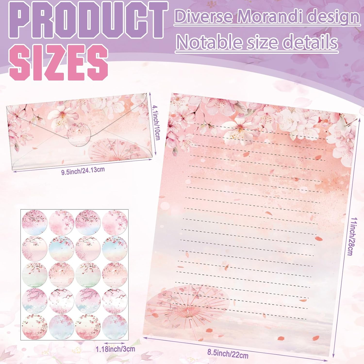 YUYAN-160 Pcs Stationery Paper Set 50 Double Sided Stationery Papers ...