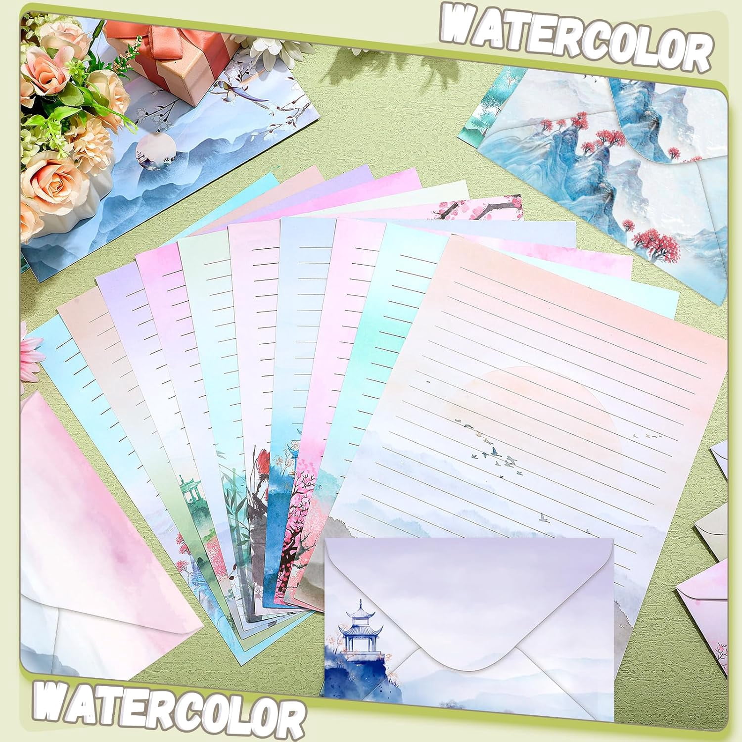 YUYAN-160 Pcs Stationery Paper Set 50 Double Sided Stationery Papers ...
