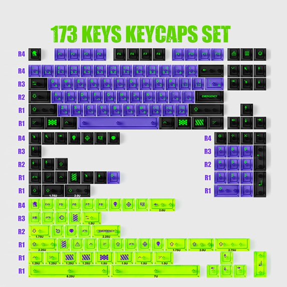 YUYAN-173 Keys Crystal Transparent Keycap Set,Custom Cherry Profile ...