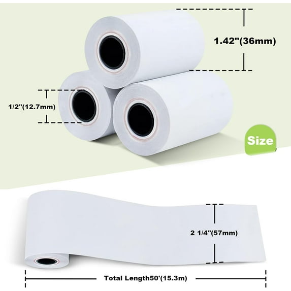 YUYAN-2 1/4" Thermal Paper Rolls - 50 Rolls of 2.25 x 50' Credit Card ...