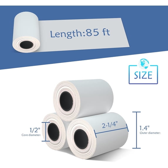 YUYAN-2-1/4" x 85' POS Cash Register Roll Thermal Receipt Paper White ...