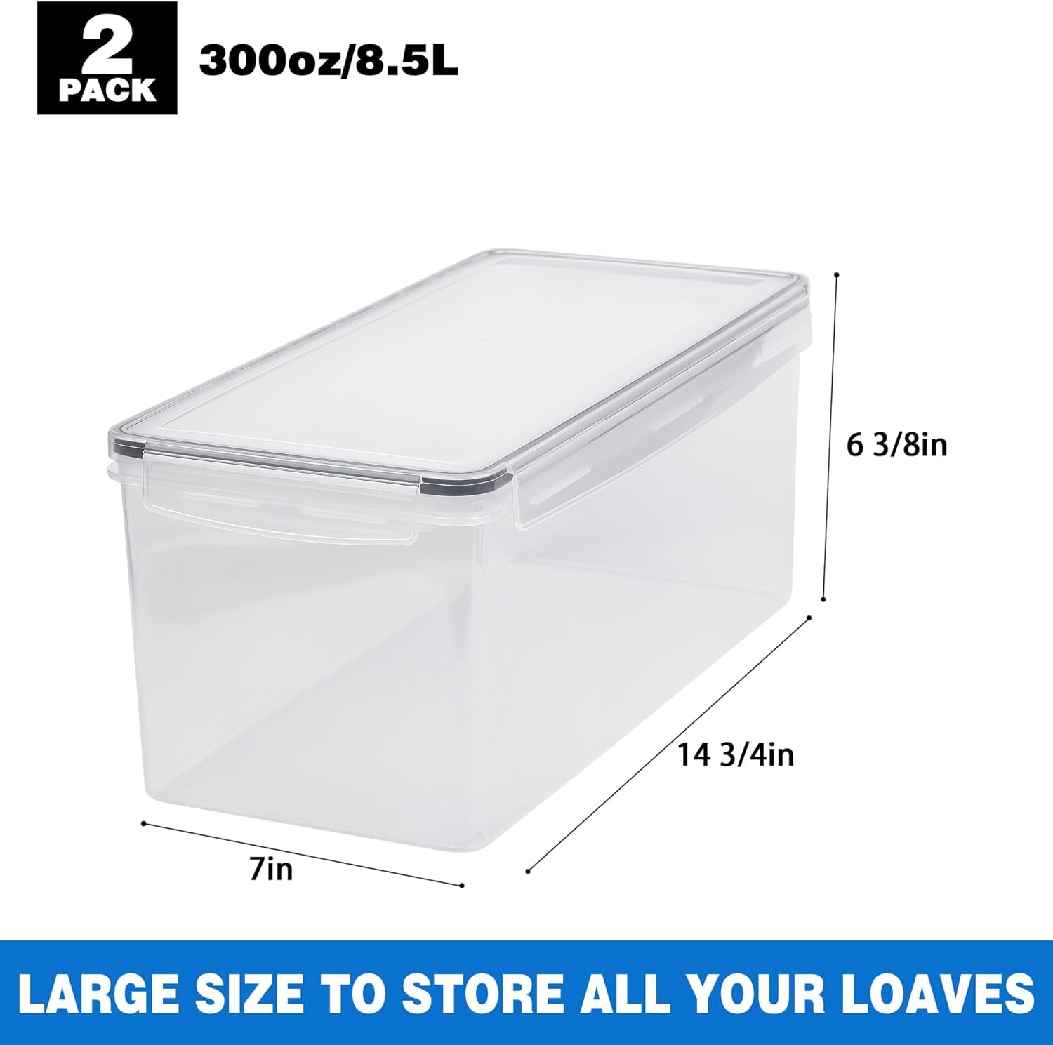 YUYAN-2 Pack Bread Box, Plastic Bread Container, Large Sandwich Holder ...