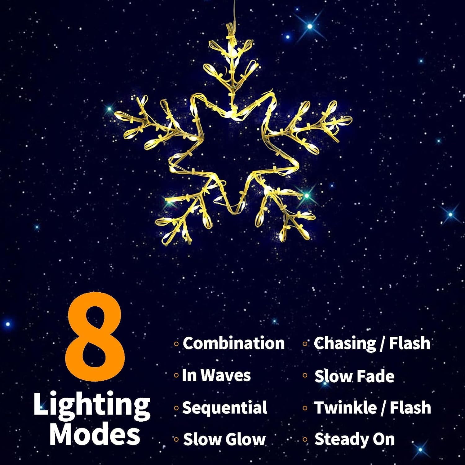 YUYAN-2 Pack Christmas Window Snowflake Lights, LED Hanging Decorations ...