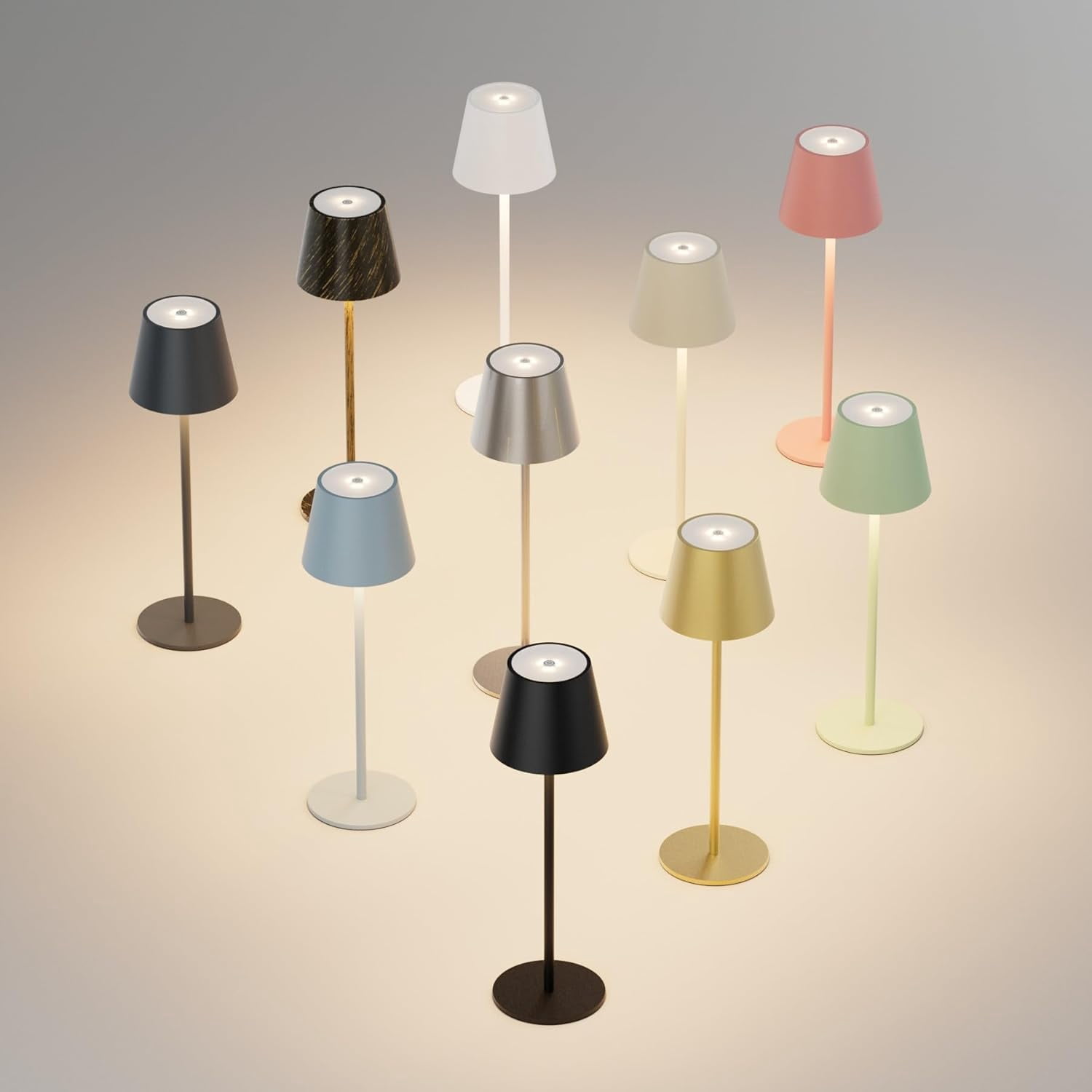 YUYAN-2-Pack Copper Cordless Table Lamp,Rechargeable LED Desk Lamp ...