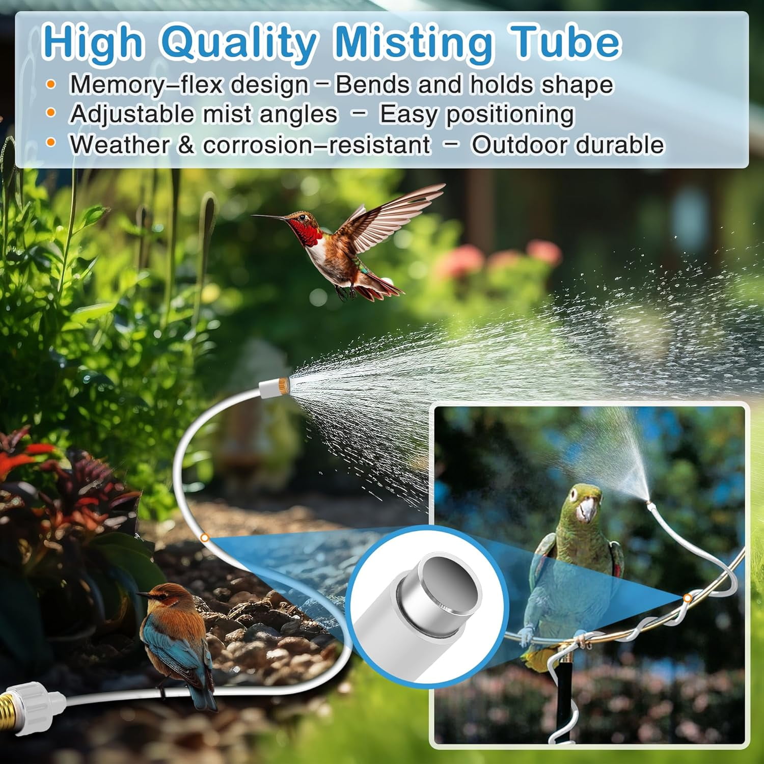 YUYAN-2 Pack Hose Misters for Outside Patio, 60 Inch Flexible Misting ...