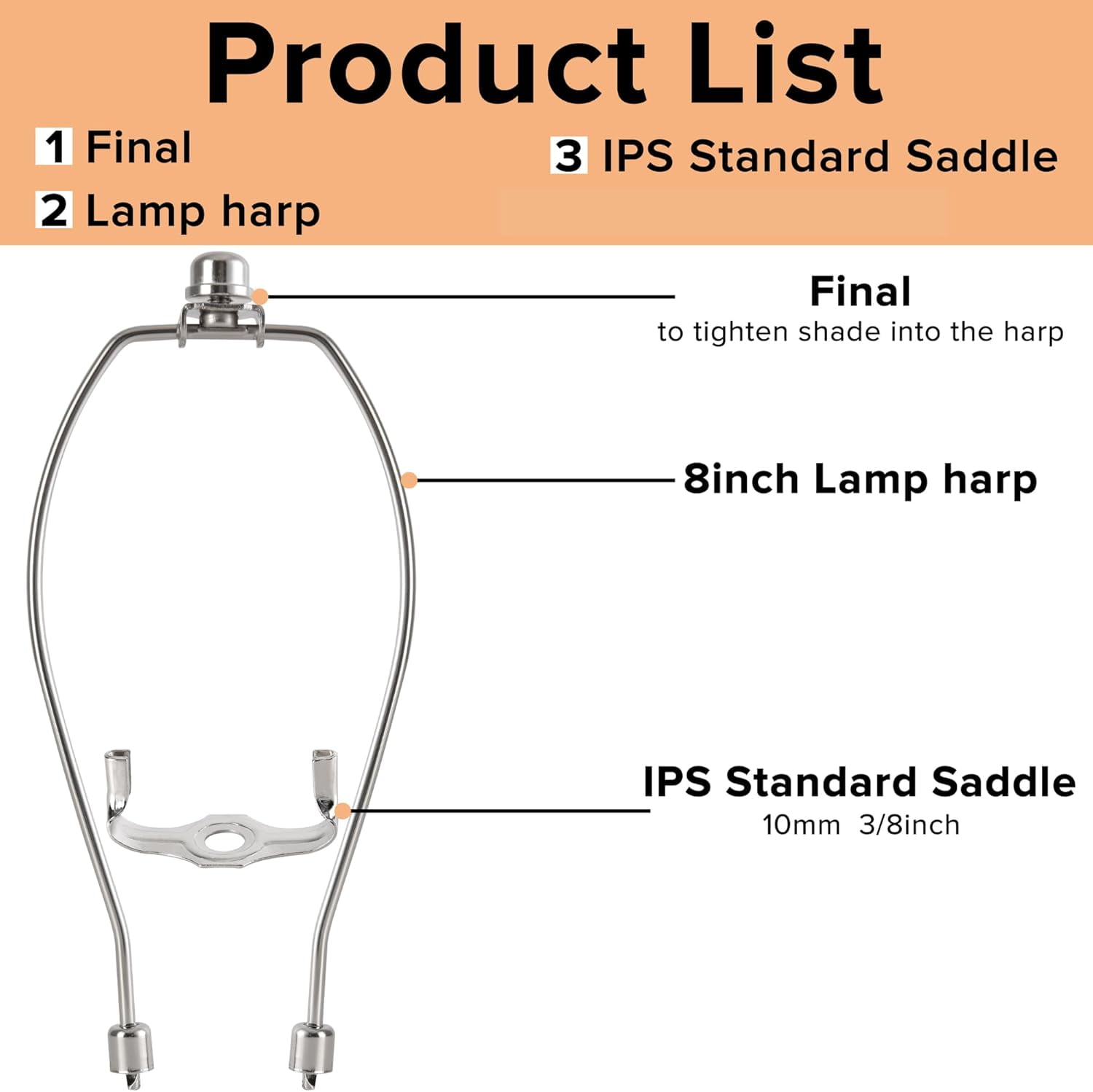 YUYAN-2 Pack Lamp Harp Kit - Nickel 8 Inch Lamp Shade Harp - Detachable ...