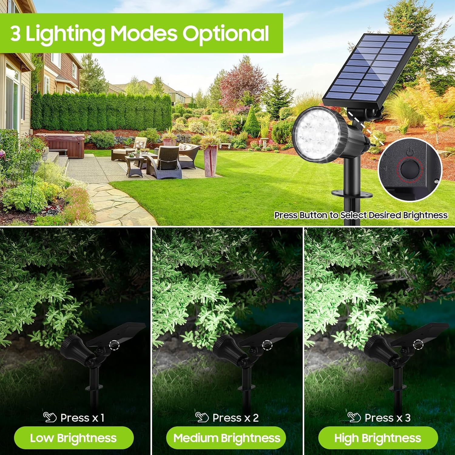 YUYAN-2-Pack Solar Lights Outdoor Waterproof, 30LEDs Solar Spot Pathway ...