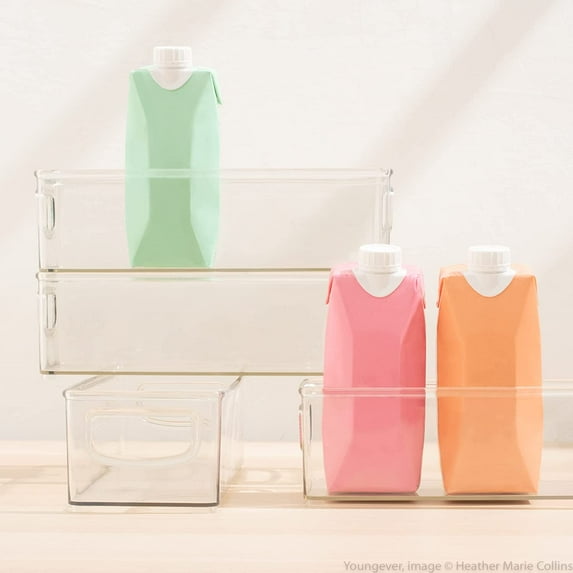 YUYAN-2 Pack Stackable Plastic Storage Organizer Container Bin, Stackable Storage Bins with ...