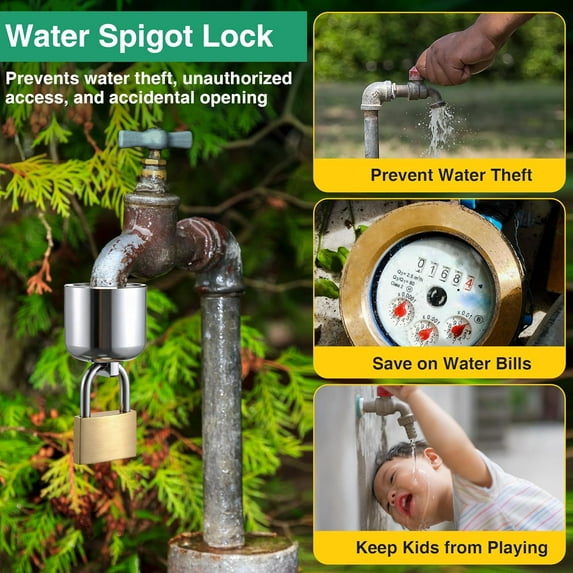 YUYAN-2 Pack Water Spigot Lock, Brass Hose Bib Lock for 3/4'' Garden ...