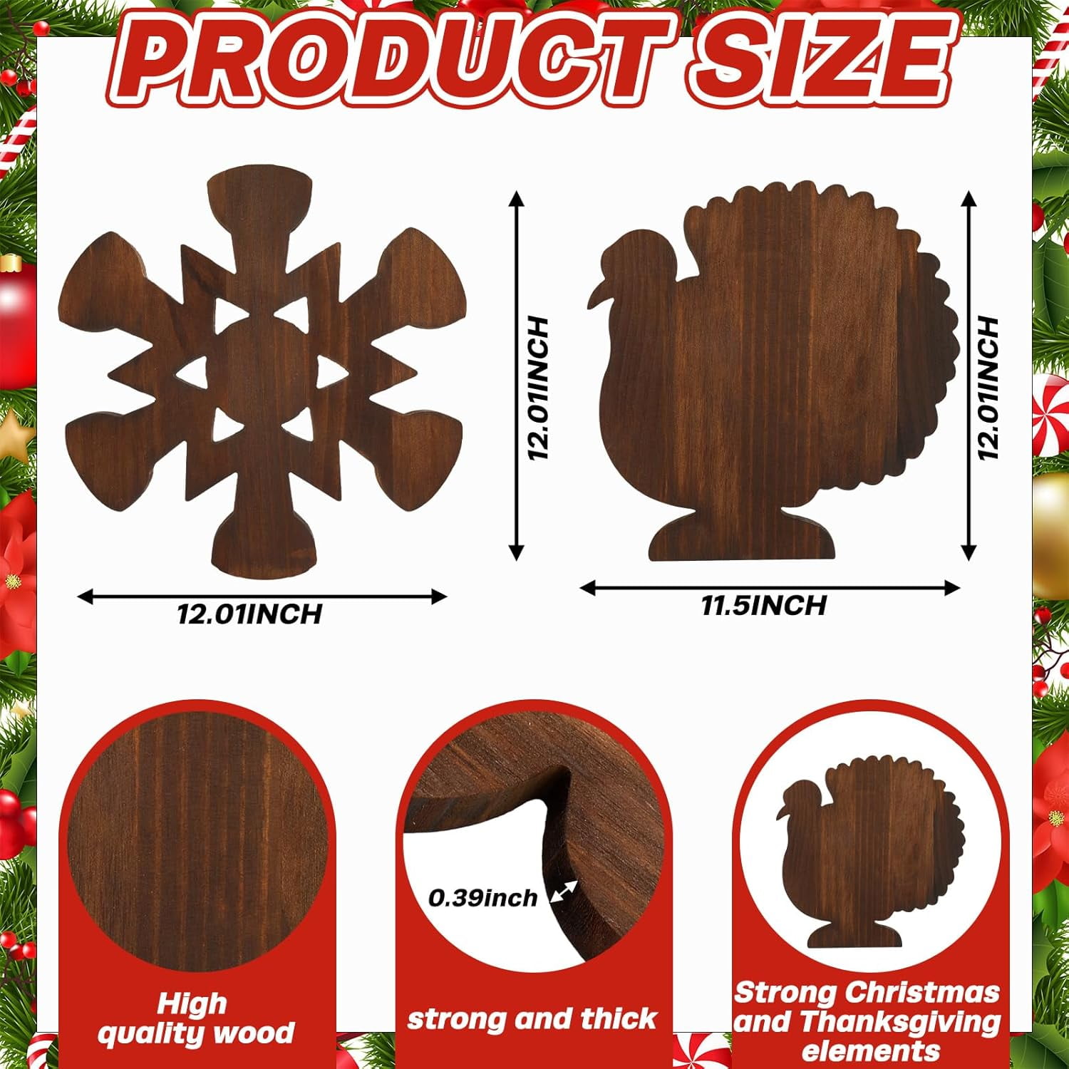 YUYAN-2 Pcs Thanksgiving Turkey Shaped Cutting Board Christmas Wood ...