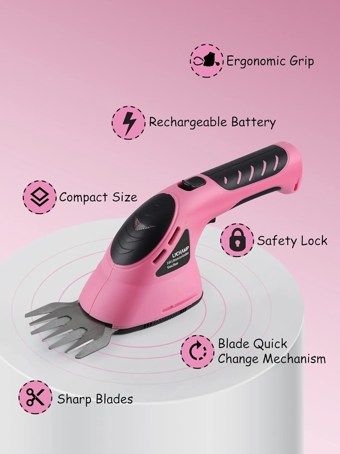 YUYAN-2-in-1 Electric Hand Held Grass Shear Pink Hedge Trimmer ...