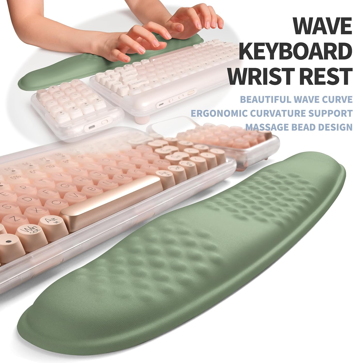 YUYAN-2-in-1 Ergonomic Set, Wave Keyboard Wrist Rest and Massage Slope ...