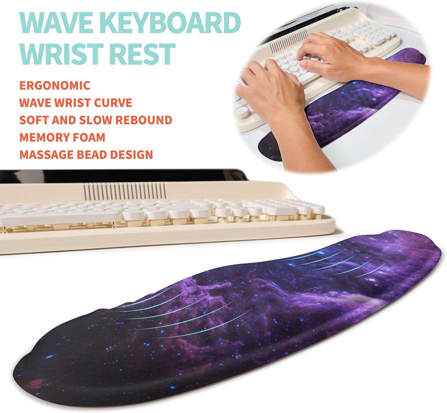 YUYAN-2-in-1 Ergonomic Set, Wave Rise Keyboard Wrist Rest and Massage ...