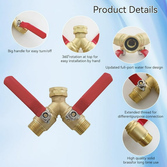YUYAN-2-way brass garden hose separator, Y-valve hose separator ...