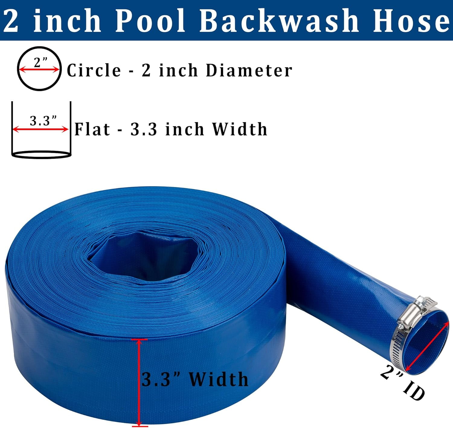 YUYAN-2 in x 50 ft Pool Backwash Hose Heavy Duty Drain Discharge Double ...