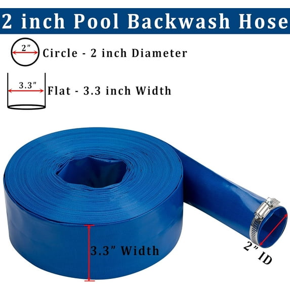 YUYAN-2 in x 50 ft Pool Backwash Hose Heavy Duty Drain Discharge Double ...