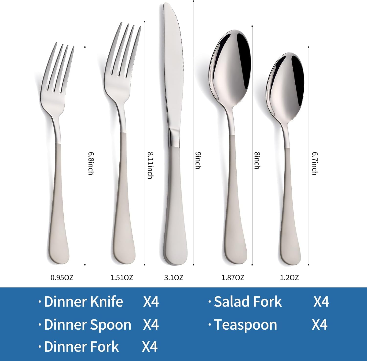 YUYAN-20-Piece Off White Silverware Set, 18/0 Stainless Steel Off White ...