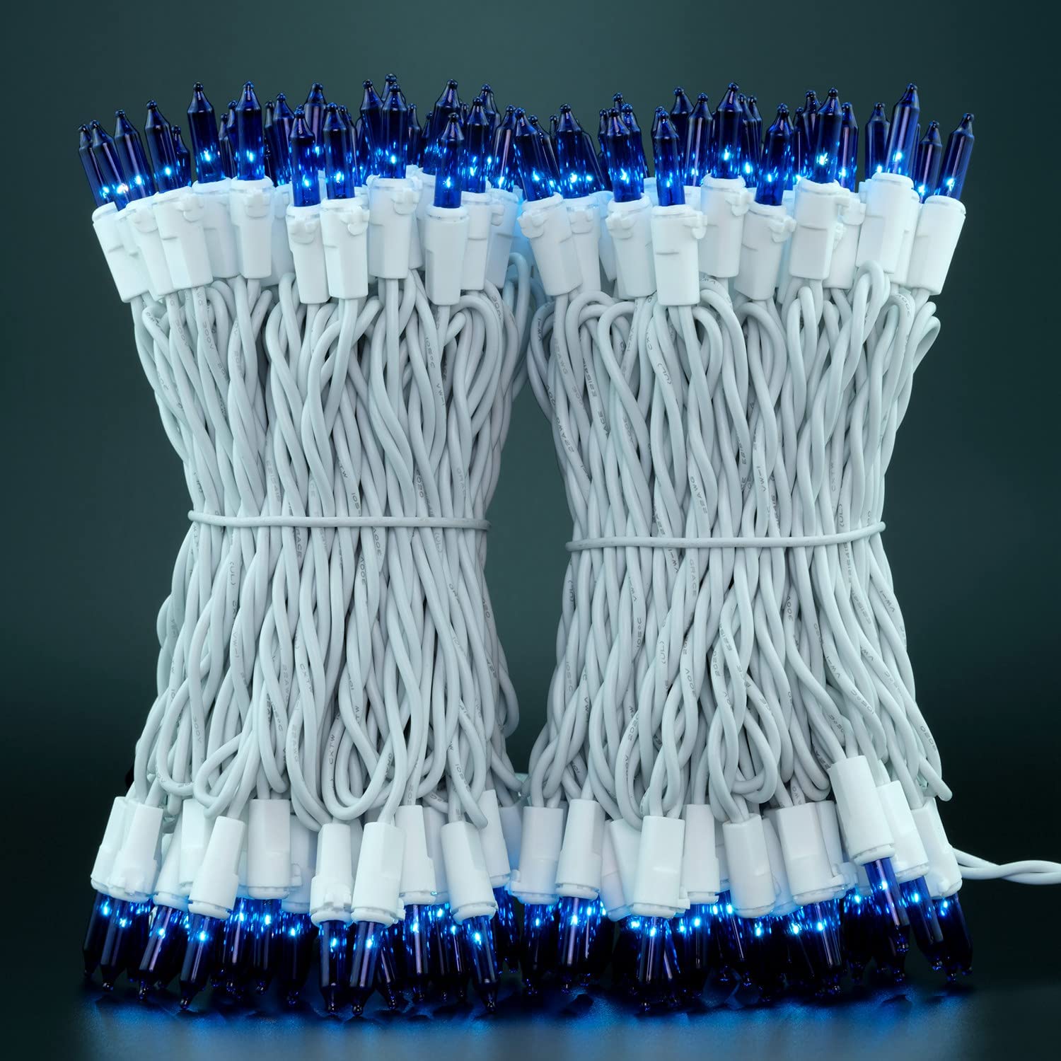 YUYAN-200 Blue Christmas Lights, Pack of 2 Sets 33 Feet 100 Count UL ...