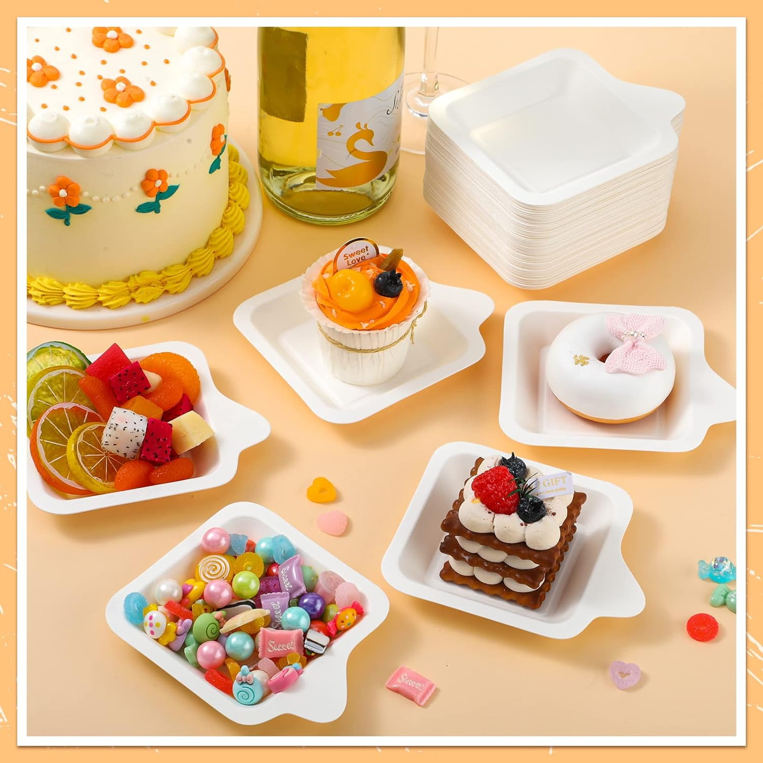 YUYAN-200 Pcs Small Paper Plates Small Disposable Plates Paper Bulk ...