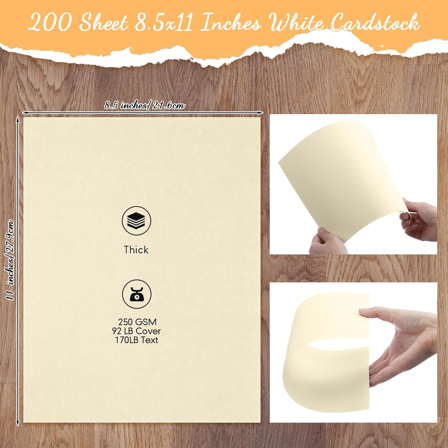 YUYAN-200 Sheets 8.5 x 11 Inches Card Stock Thick Paper Heavyweight ...