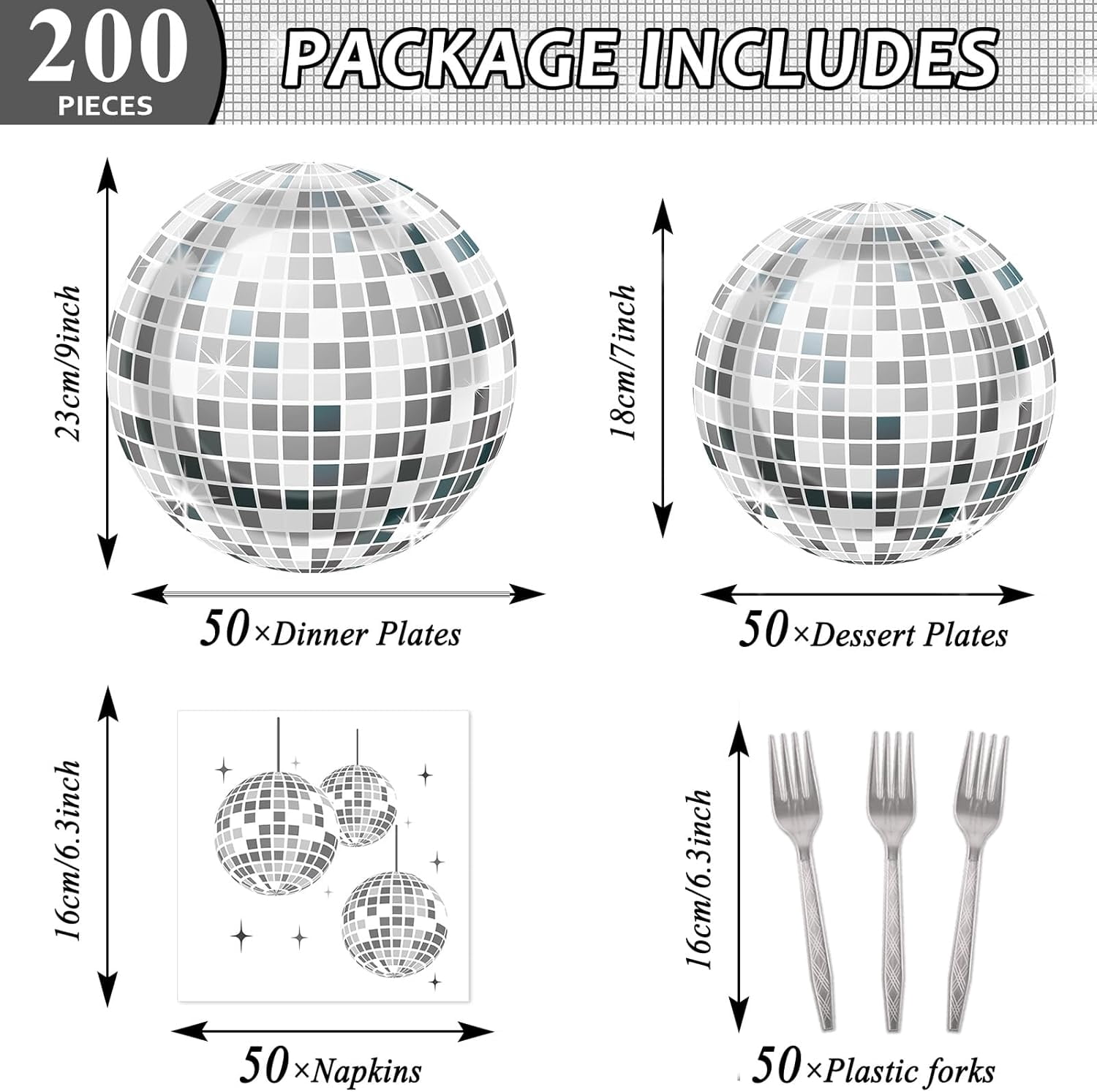 YUYAN-200PCS Disco Theme Party Plates and Napkins 1970s Birthday Party ...