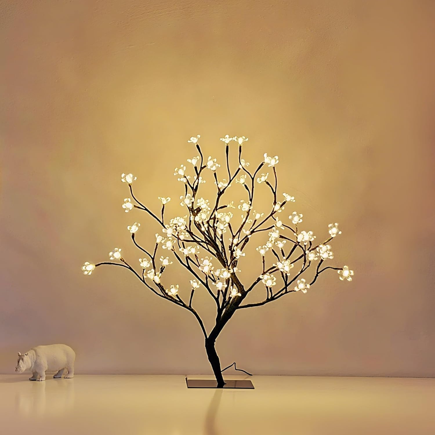 YUYAN-23inch 90 LEDs Cherry Blossom Tree Lights Desk Top Bonsai Tree ...