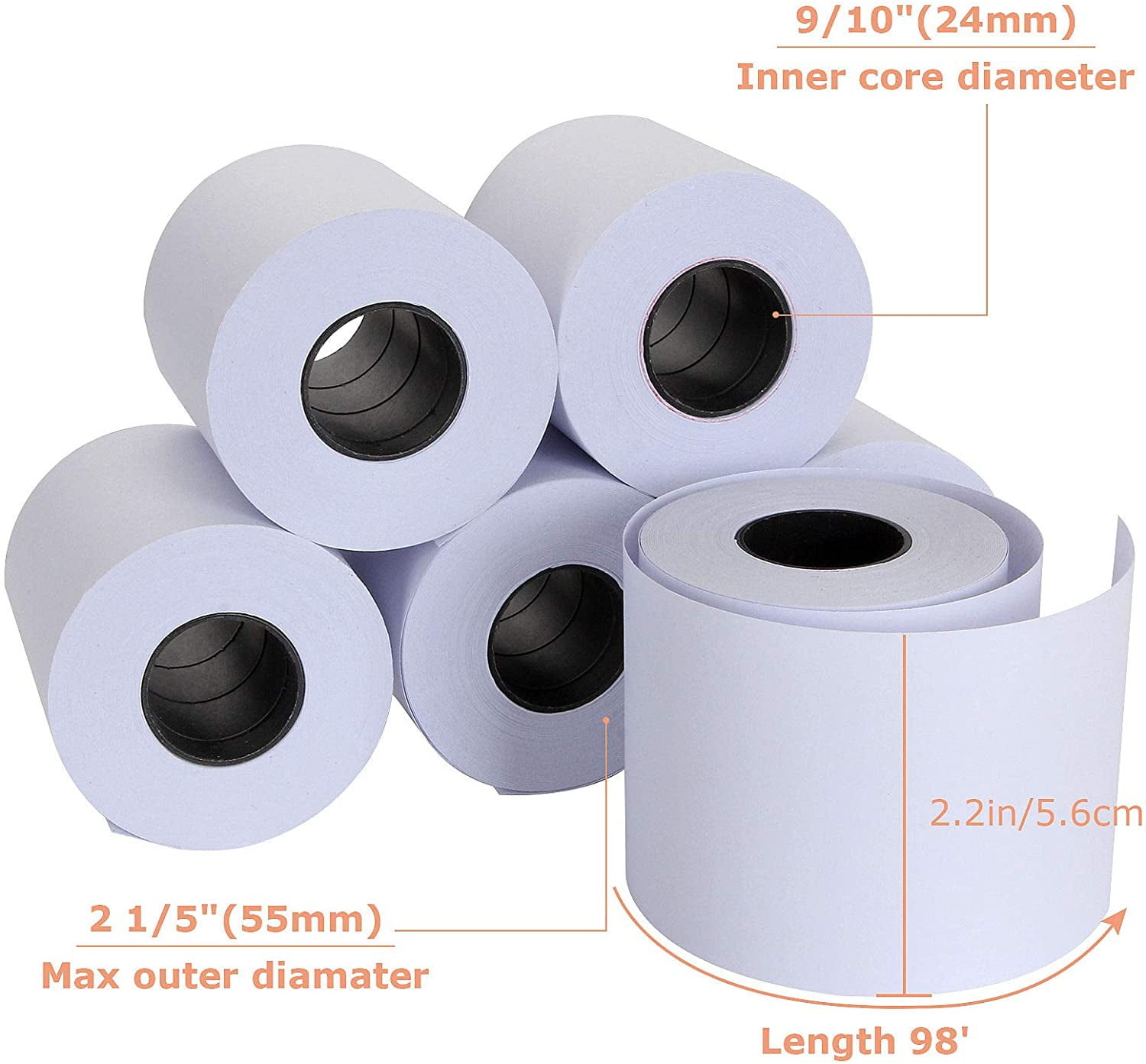 YUYAN-24 Pack 2 1/4" x 98 ft Adding Machine/Calculator Rolls Adding ...