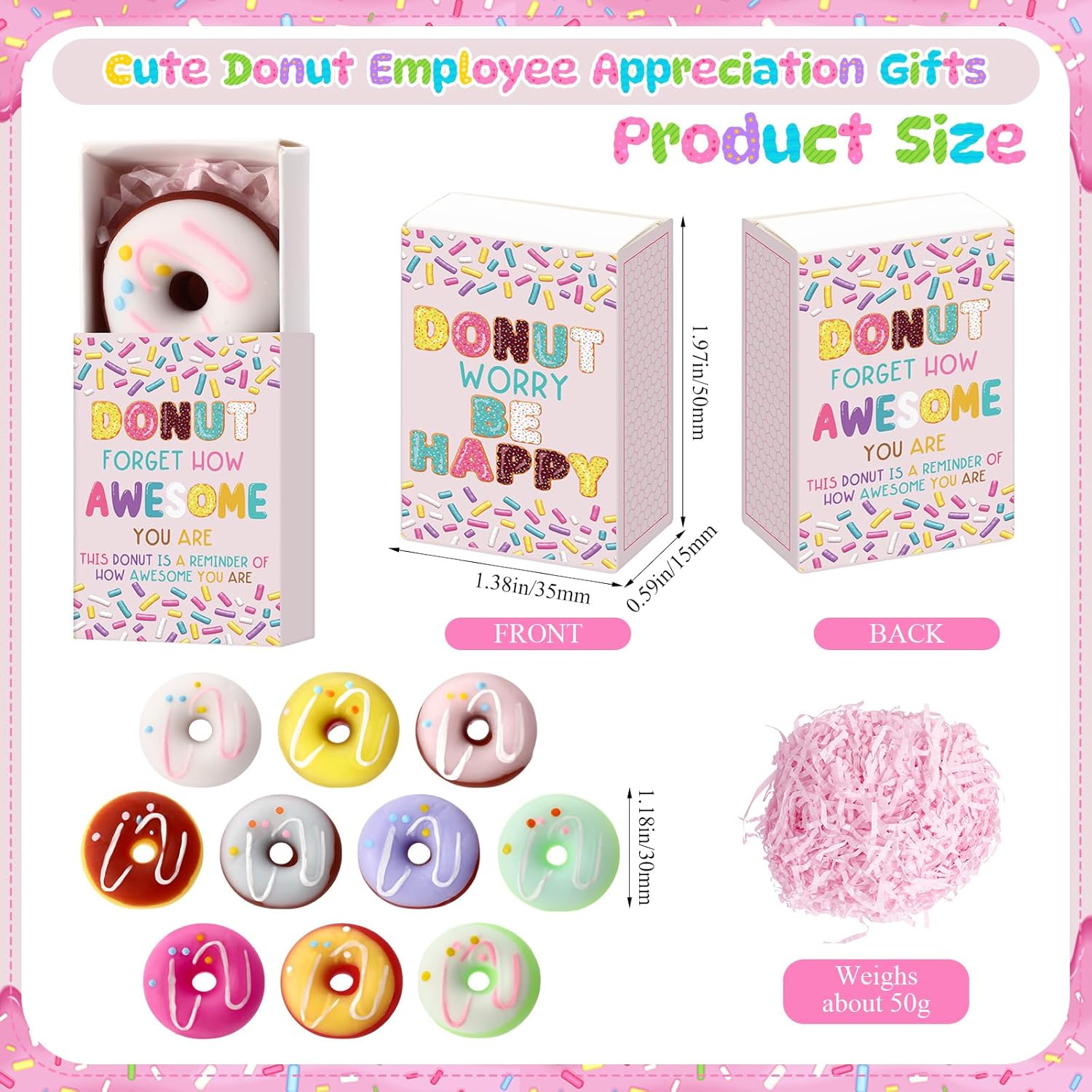 YUYAN-24 Sets Appreciation Donut Gifts Cute Stress Balls with Support ...