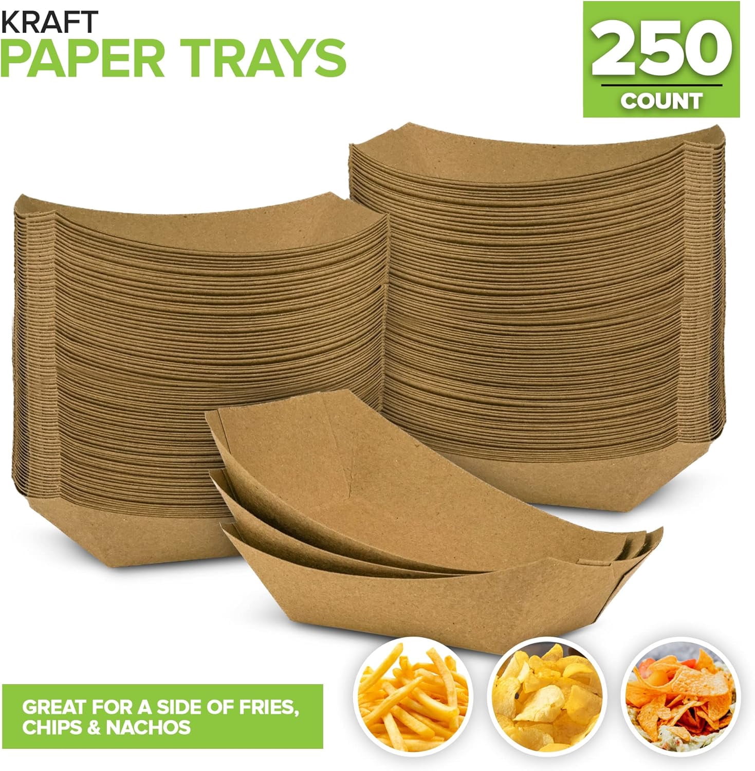 YUYAN-[250 Pack] Small Disposable Brown Kraft Paper Food Trays, 0.5-Lb ...