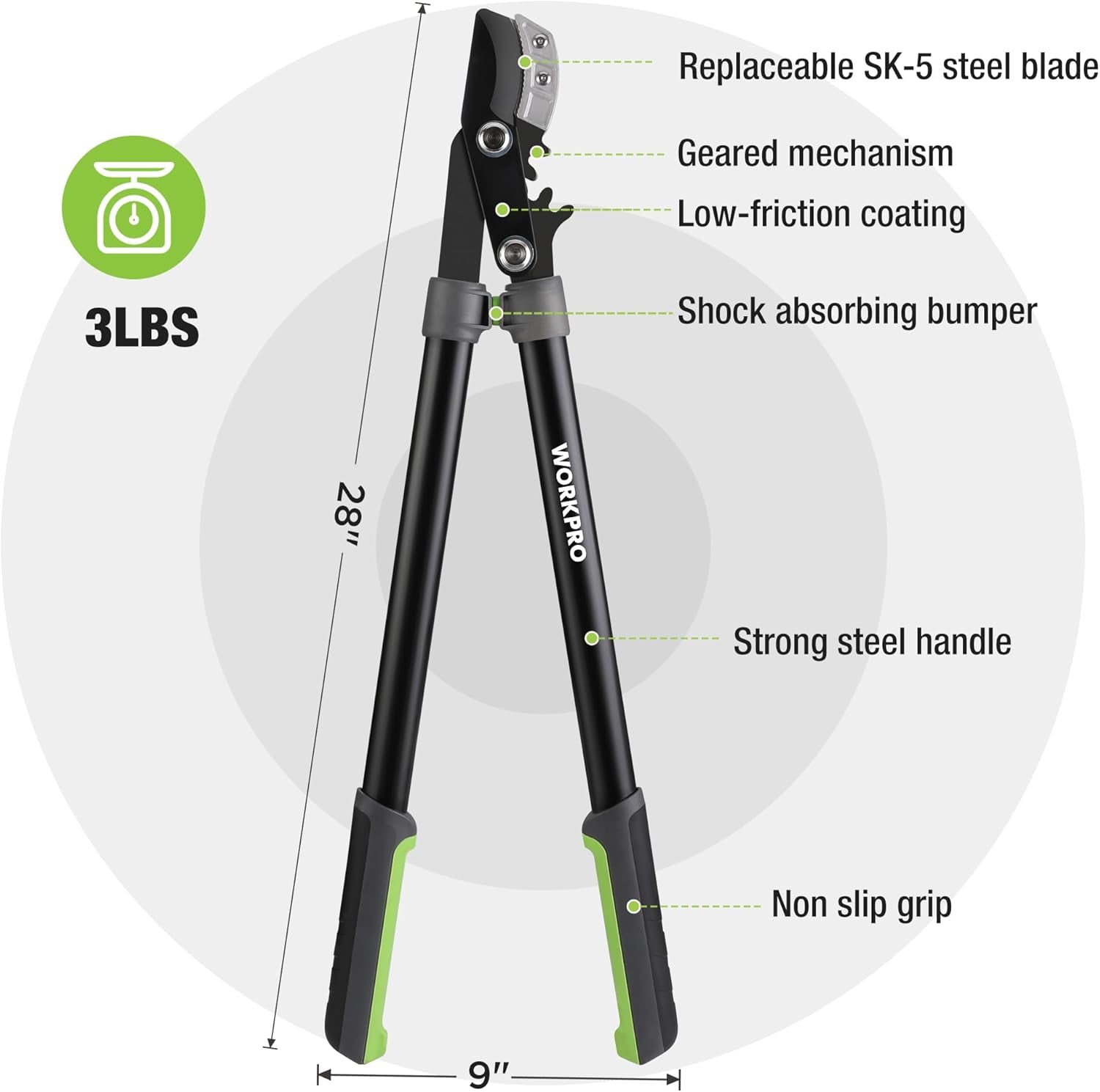 YUYAN-28" Anvil Lopper for Gardening, Long handle Branch Cutter with 1. ...