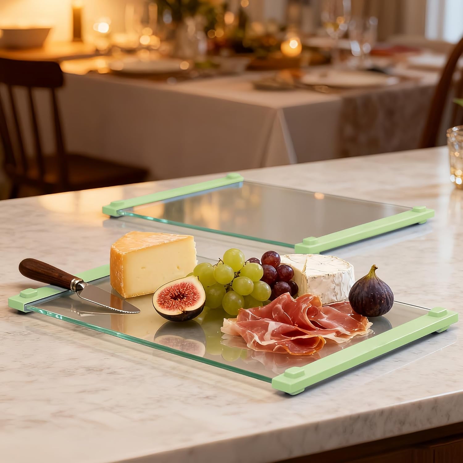 YUYAN-2PCS Glass Cutting Board with Silicone Grip, 80% Stronger Shatter ...