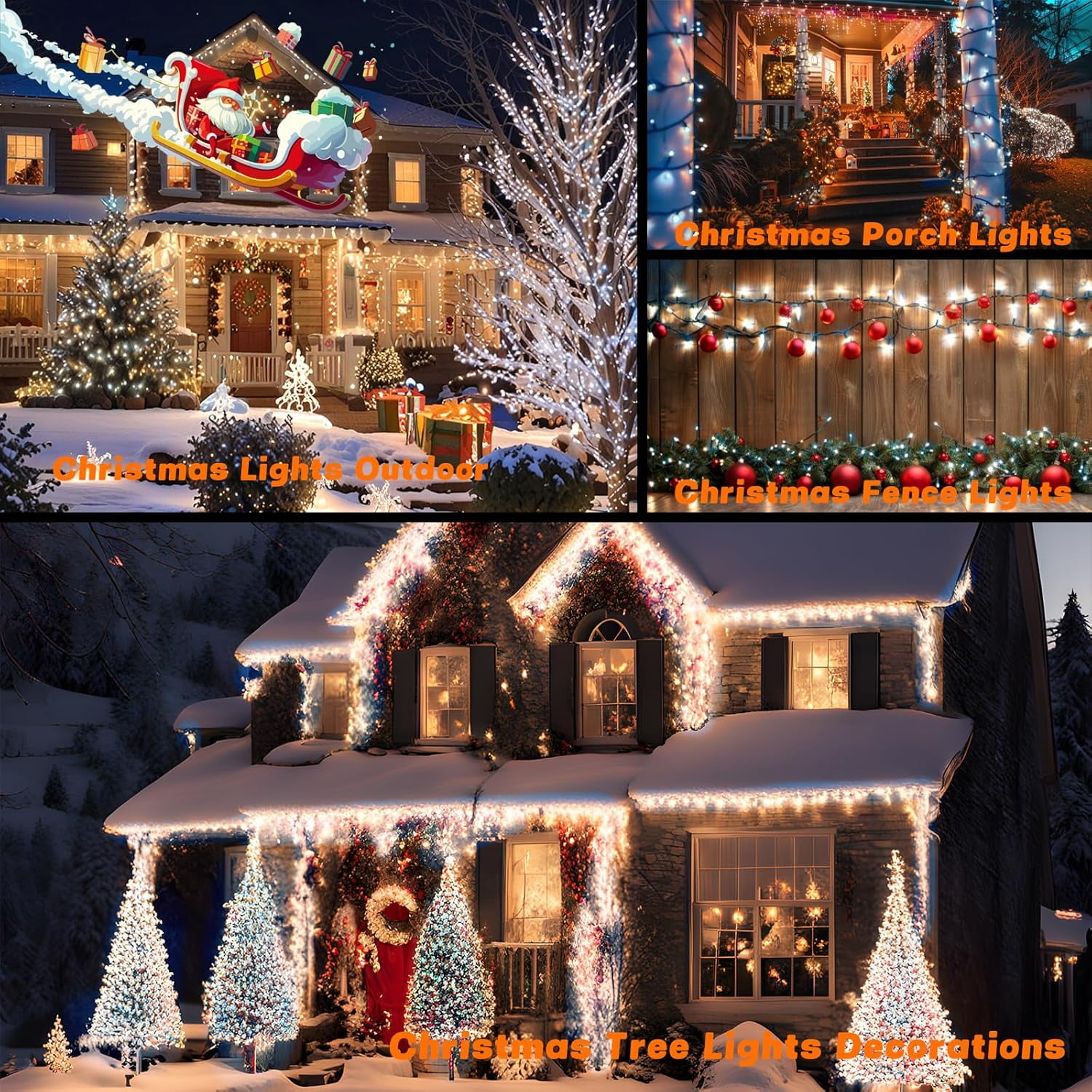 YUYAN-2PK 240LED Solar Sring Lights Outdoor Waterproof, Solar Christmas ...