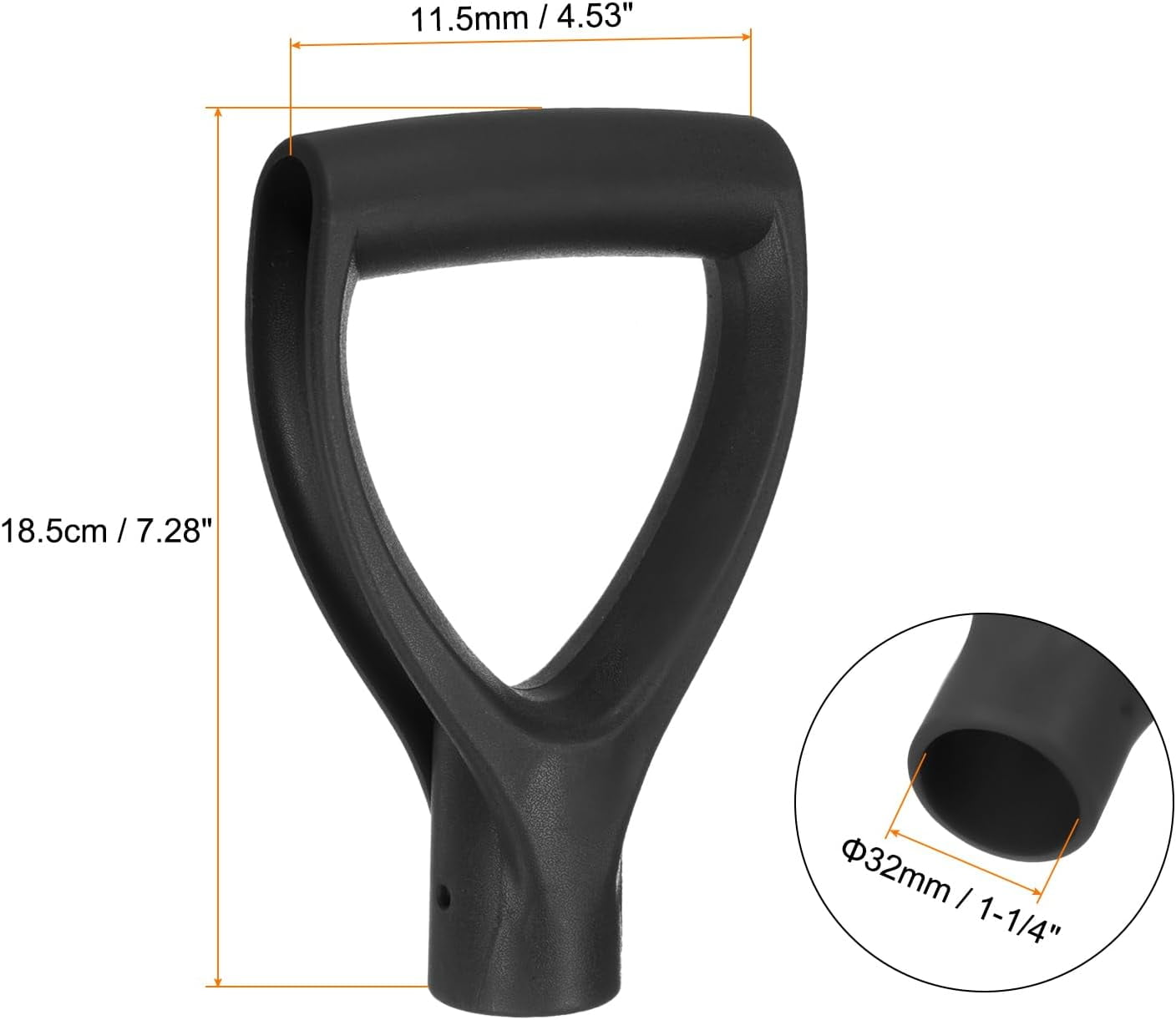 YUYAN-2pcs Shovel D Grip Handle 1-1/4""(32mm) Inner Dia. ABS Plastic ...