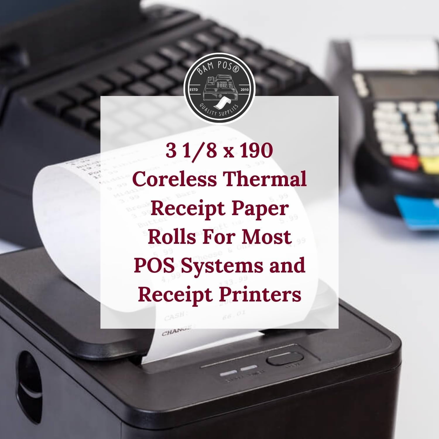 YUYAN-3 1/8 x 190 Thermal Receipt Paper Rolls Compatible with Most POS ...