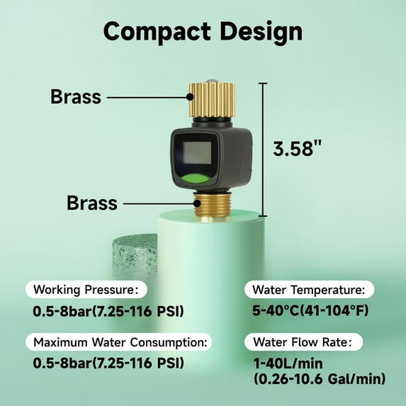 YUYAN-3/4"Water Flow Meter with Water Nozzle Kit,4 Modes Change ...