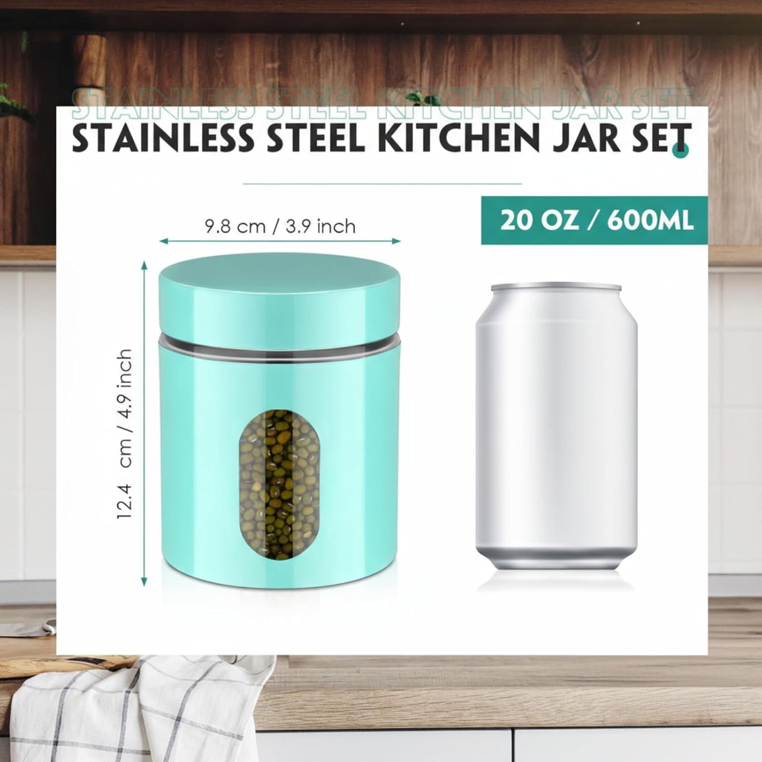 YUYAN-3 Pcs Stainless Steel Canister Set with Glass Windows Visible ...