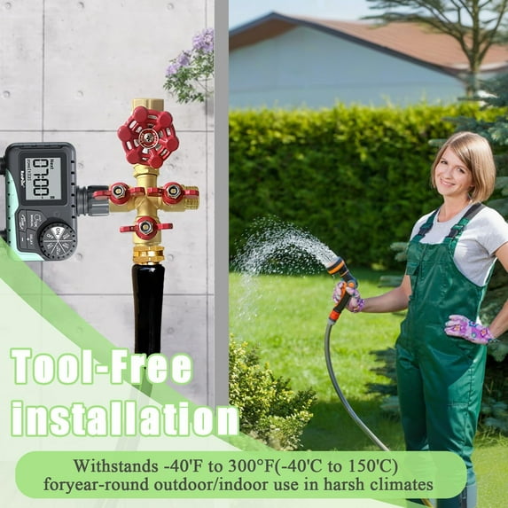 YUYAN-3 Way Garden Hose Splitter, Solid Brass High Flow Spigot Splitter ...