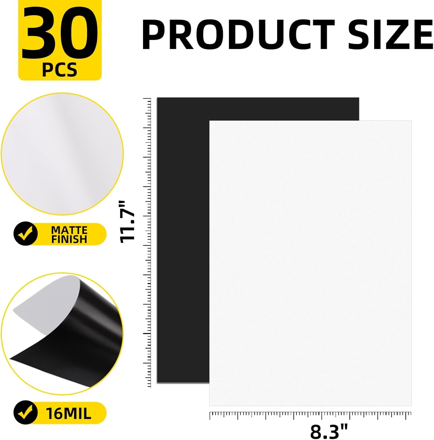 YUYAN-30Pcs Printable Magnetic Sheets, 8.3" x 11.7" Flexible Magnet ...