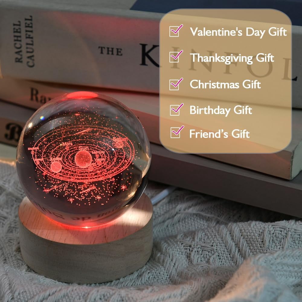 YUYAN-3D Solar System Crystal Ball Space Lover Model Themed Gifts 3D ...