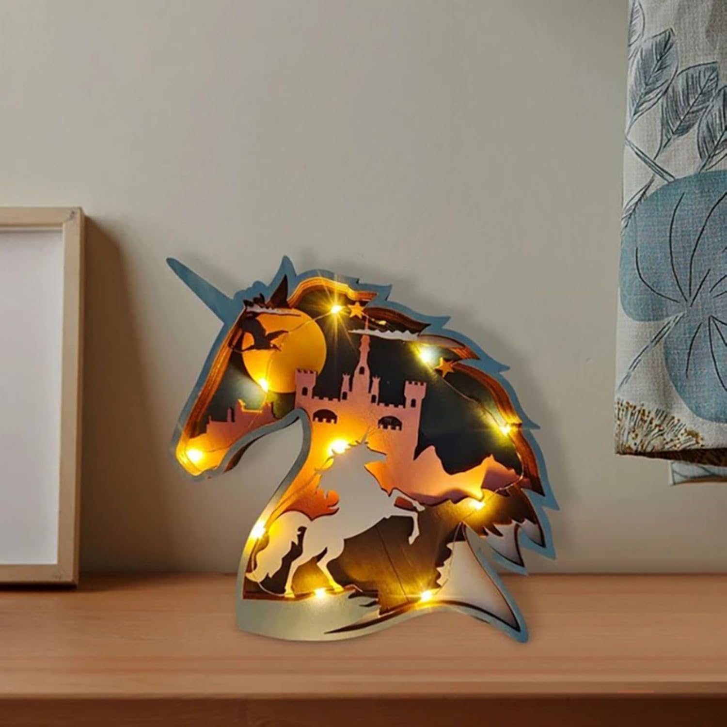 YUYAN-3D Wood Carving Animals Lamp Home Decorative, Cute Bear Family ...