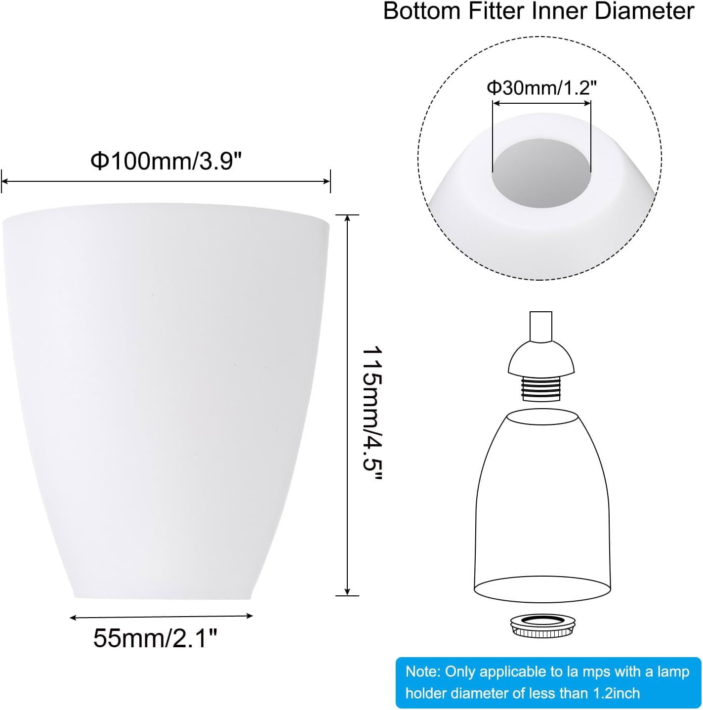 YUYAN-4.5" High 3.9" Diameter 1.2" Fitter Plastic Lampshade, 4 Pack ...