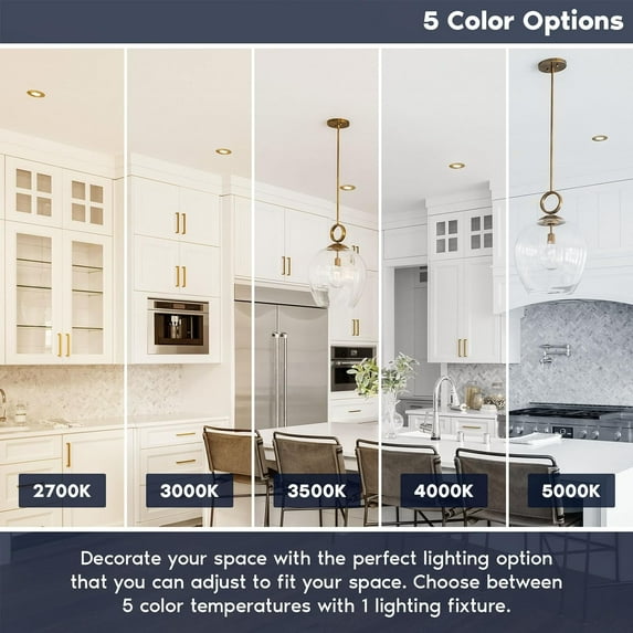 YUYAN-4 Inch Ultra Thin LED Recessed Light with J-Box, 10W, 5 Color ...