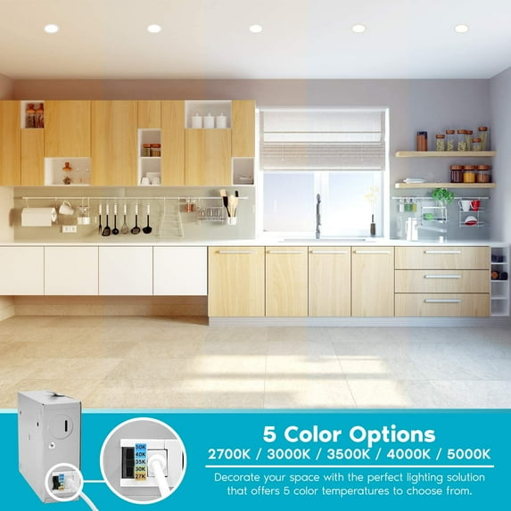 YUYAN-4 Inch Ultra Thin LED Recessed Light with J-Box, 10W, 5 Color ...