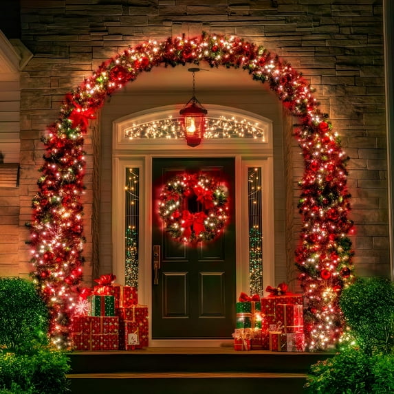 YUYAN-4 Pack 320LED Solar Christmas String Lights Outdoor, Waterproof 8 ...